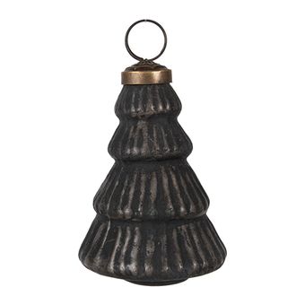 Clayre & Eef Weihnachtskugel &Oslash; 6x9 cm Schwarz Glas Weihnachtsbaumschmuck
