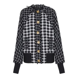 Balmain Oversized Bomberjacke in gemischtem Tweed - - Jackets - Damen - Schwarzk - M