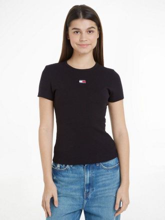 Tommy Jeans Kurzarmshirt TJW SLIM BADGE RIB TEE mit gerippter Struktur