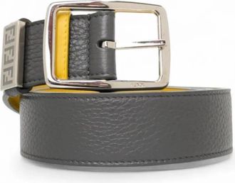 Fendi Gürtel - Gray Grained Leather Belt - Gr. ONE SIZE - in Grau - für Damen