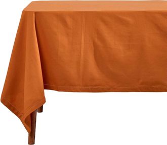 Homescapes Tischdecke Terracotta mit Hohlsaum aus 100% Baumwolle 137x137 cm, Tischtuch quadratisch, waschbar & pflegeleicht