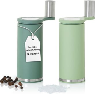 Adhoc Pfeffer- & Salzm&uuml;hle mit Keramikmahlwerk und Getriebeunterst&uuml;tzung SMOOS | Zweier-Set manueller Gew&uuml;rzm&uuml;hlen mit Kurbel | gleichm&auml;&szlig;iges Mahlen ohne Kr