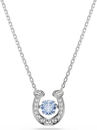 Swarovski Symbolica Anh&auml;nger, Rundschliff, Pav&eacute;, Hufeisen, Blau, Rhodiniert