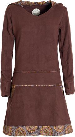 vishes Alternative Bekleidung - Extra warmes Winterkleid Damen Pullover-Kleid Sweatkleid Eco-Fleece braun 38-40