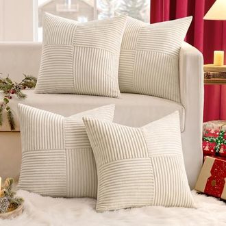 Miulee Lot de 4 Housses de Coussin 45x45 Housse Coussin en Velours C&ocirc;tel&eacute; D&eacute;corative Souple Coussin de Canap&eacute; Moderne Coussin D&eacute;coratif Salon Chambre &agrave; Couch