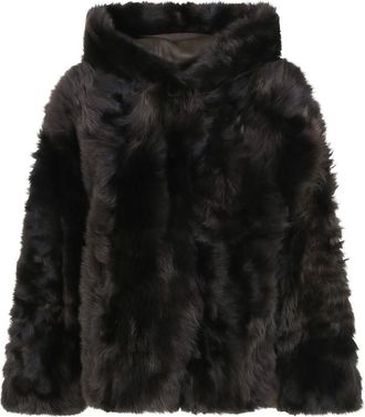 Yves Salomon Veste &agrave; capuche - Femme - Vestes - Brun - Taille: 36 FR