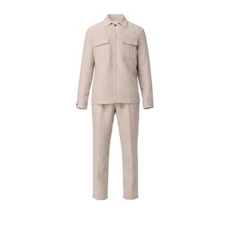 Eleventy Over Shirt Jacke und Hose mit Kordelzug Anzug-Set - - Suits - Herren - Beige - S