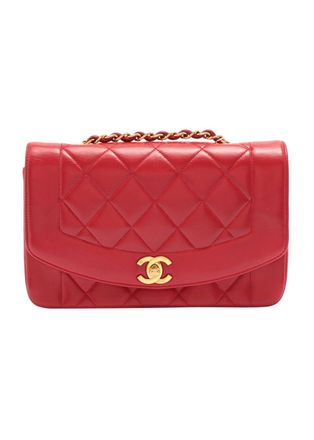 Chanel Red Lambskin Quilted Diana Flap Bag