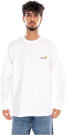 Carhartt Work in Progress L/S American Script T-Shirt - - Tops - Herren - Wei&szlig; - L