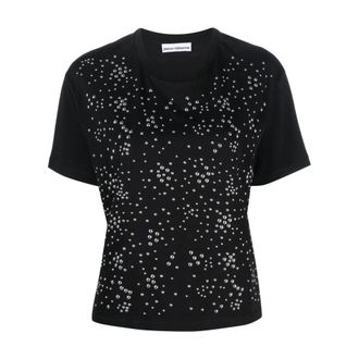 Paco Rabanne T-Shirt mit Nietenbesatz - - Tops - Damen - Schwarzk - XS