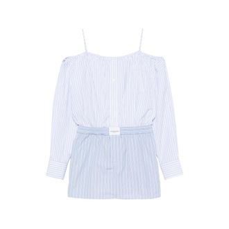 Alexander Wang Striped Off-shoulder Mini Dress
