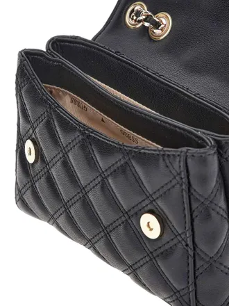 Guess Quilted Polyurethane Shoulder Bag - Black