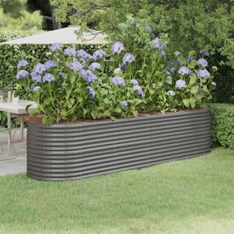 vidaXL Lit sur&eacute;lev&eacute; de jardin Acier enduit de poudre 296x80x68 cm gris vidaXL