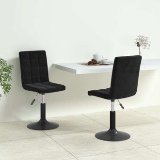 vidaXL Vidaxl - Lot de 2 chaises pivotantes &agrave; manger en velours noir - M&eacute;canisme de levage &agrave; gaz - Pivotement 360&deg; - Dimensions 40x52x(102,5-117,5)cm