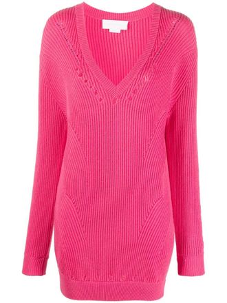 Genny pull en laine &agrave; col v - Rose