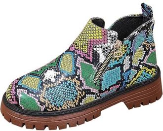 Generic Bottines Femme Elegant Bout Rond Plateforme Bottes Courtes Semelle Chunky Antid&eacute;rapante Fermeture &Eacute;clair Tendance L&eacute;g&egrave;res Boots Chaussures Femme Autom