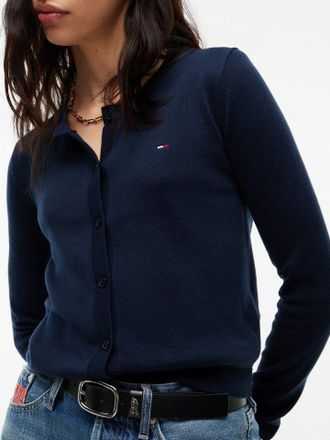 Tommy Jeans Strickjacke TJW ESSENTIAL CREW NECK CARDIGAN Baumwolle