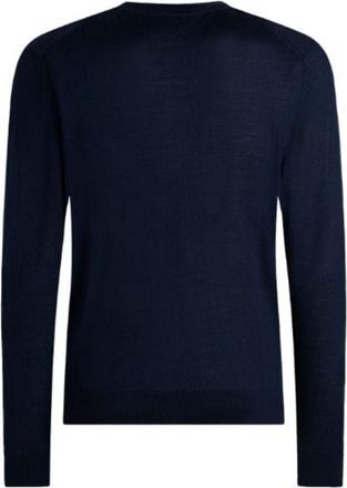 Etro Wool and Silk Blend with Pegaso Logo Embroidery Sweater - Navy