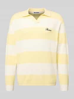 Review Regular Fit Strick-Poloshirt mit Block-Streifen