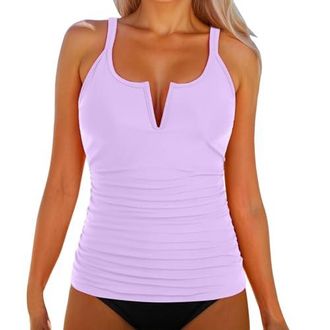 Generic Tankini pour femme avec short, taille haute, maillot de bain deux pi&egrave;ces, s&eacute;chage rapide, push-up, grande taille, maillots de bain basiques pour pisci