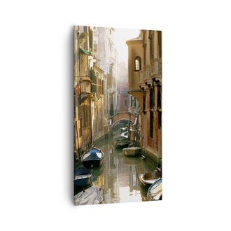 Arttor Bilder auf Leinwand 55x100cm Leinwandbild mit Rahmen Venedig Br&uuml;cke Wasser Haus Gro&szlig; Wanddeko Bild Schlafzimmer K&uuml;che Deko Wandbilder Dekoration Wohnz
