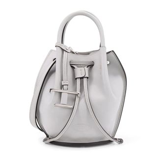 Tod's Femme, Sacs, Gris, Taille: ONE Size Sac seau en cuir avec cordon