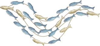 HOMCOM Wanddeko k&uuml;nstlerische Wandbild mit Fischdesign Wanddekoration Metallbild Wandskulptur Wohnzimmer-Kunst f&uuml;r Schlafzimmer Esszimmer