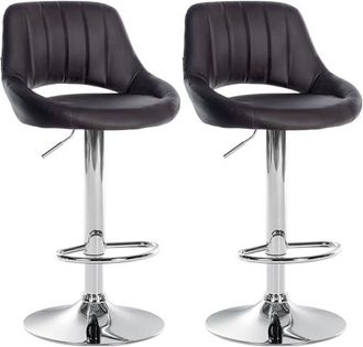 Clp Lot de 2 tabourets de Bar Milet Similicuir I Chaise de Bar pivotante avec Repose-Pieds et Dossier, Couleur:Marron, Mat&eacute;riel du Cadre:M&eacute;tal en Finition