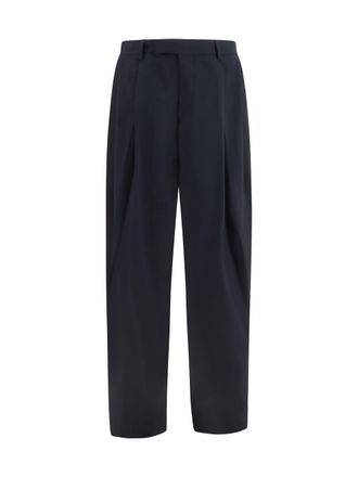 Giorgio Armani Mens Trousers Virgin Wool Dark Navy Fleece (ovis Aries)