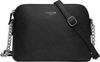 David Jones Petit Sac Bandoulière Femme - Sac à Main Chaîne Argentée Porté Epaule - Besace Sacoche Messenger Téléphone Cuir PU Rigide - Fourre-Tout Ville Voyage S