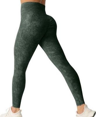 Generic Legging anti-cellulite pour femme - Lifting des fesses - Taille haute - Pantalon de sport moulant et l&eacute;ger - Legging de yoga pour femme, vert noir, XS