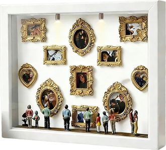 Generic Schattenbox mit Rahmen und Figuren, integrierte LED-Beleuchtung, wandmontierbar, Miniatur-Erinnerungsst&uuml;ck, kein Kleber erforderlich, f&uuml;r Hochzeit, Ge