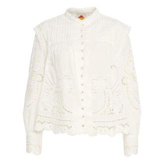 Farm Rio Farm Rio, Femme, Blouses et Chemises, Blanc, Taille: 40 FR Richelieu Puff Sleeve Blouse