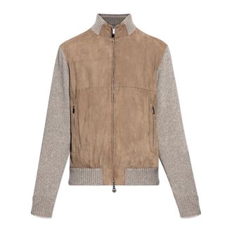 Paul & Shark Wildlederjacke mit Woll-Eins&auml;tzen - - Jackets - Herren - Beige - XL