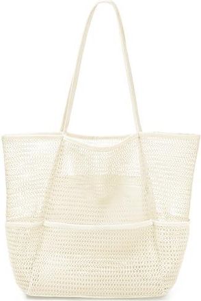 Generic Grand sac de plage en maille pour femme avec mini poche, pliable, r&eacute;sistant au sable, s&eacute;chage rapide, pour piscine, sorties &agrave; la plage, voyage et nata