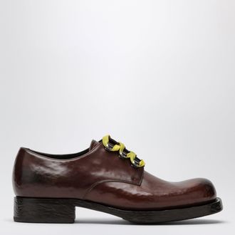 Prada Braune Schn&uuml;rschuhe aus gealtertem Leder