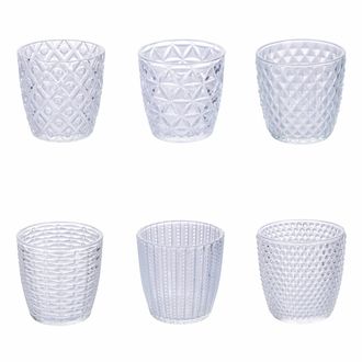 Villa D'Este Home Tivoli 5915939 Geometrie Clear Wasserglas, gepr&auml;gte Oberfl&auml;che, 380ml Kapazit&auml;t, 6 St&uuml;ck