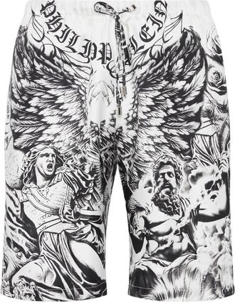 Philipp Plein Homme, Shorts, Blanc, Taille: XS Silk Shorts Tattoo