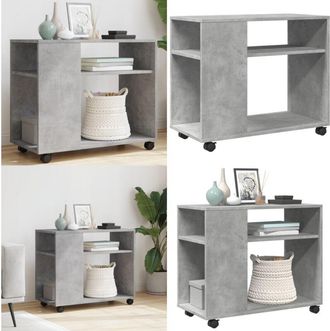 vidaXL Vidaxl - Beistelltisch mit Rollen Betongrau 70x35x60 cm Holzwerkstoff