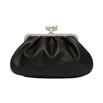 Max Mara Pochette Nappa avec Bandouli&egrave;re Amovible - Femme - Sacs - Noir - Taille: ONE Size