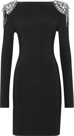 Philipp Plein Femme, Robes, Noir, Taille: 42 FR Mini-robe drap&eacute;e avec cristaux