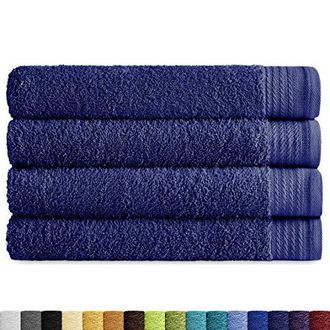 Eiffel Textile Packs de toallas Qualität Frottee, 600 g, Baumwolle, Marineblau, 4X Baño, 4