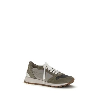 Brunello Cucinelli Womens Bicolor Calf Leather Bos Taurus Athletic Sneakers