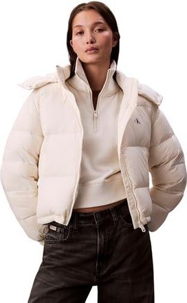 Calvin Klein Veste Matelass&eacute;e Femme Essential Midweight avec Capuche, Ivoire (Jet Stream), M