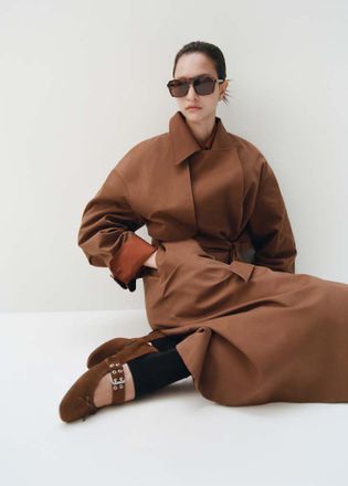 Mango Ballerinas aus Rauleder mit Schnalle schokolade - Damen - 35 - MANGO