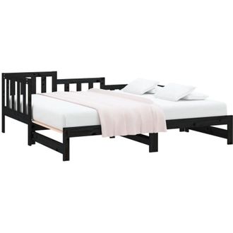 vidaXL Lit coulissant Noir 2x(80x200) cm Bois de pin massif