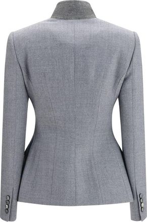 Alexander McQueen Wool Peak Lapel Blazer - Grey