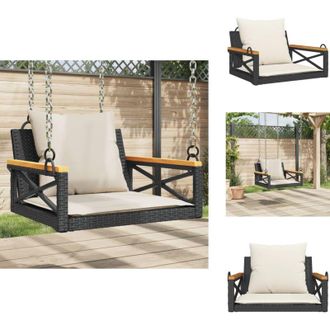 vidaXL Vidaxl - H&auml;ngesessel mit Kissen Schwarz 63x62x40 cm Poly Rattan - Gartenschaukel - Hollywoodschaukel - Gartenm&ouml;bel - Balkonm&ouml;bel - Lounge M&ouml;bel