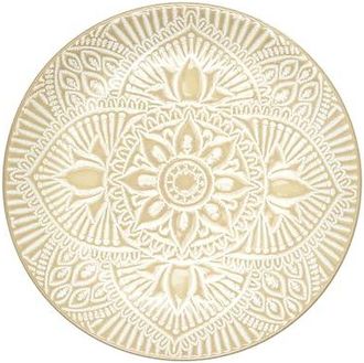 The Home Deco Factory KA0455, Assiette &eacute;l&eacute;gante en c&eacute;ramique Beige, Con&ccedil;ue pour Tous Les Repas, r&eacute;sistante et Facile &agrave; Entretenir, Con&ccedil;ue pour Servir Plats et Desserts, D27