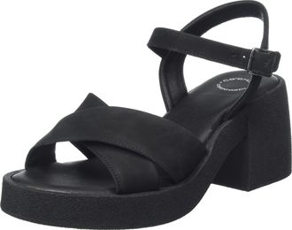 Ca Shott Damen CASEMILY Cross Nubuck Heeled Sandal, Black, 41 EU